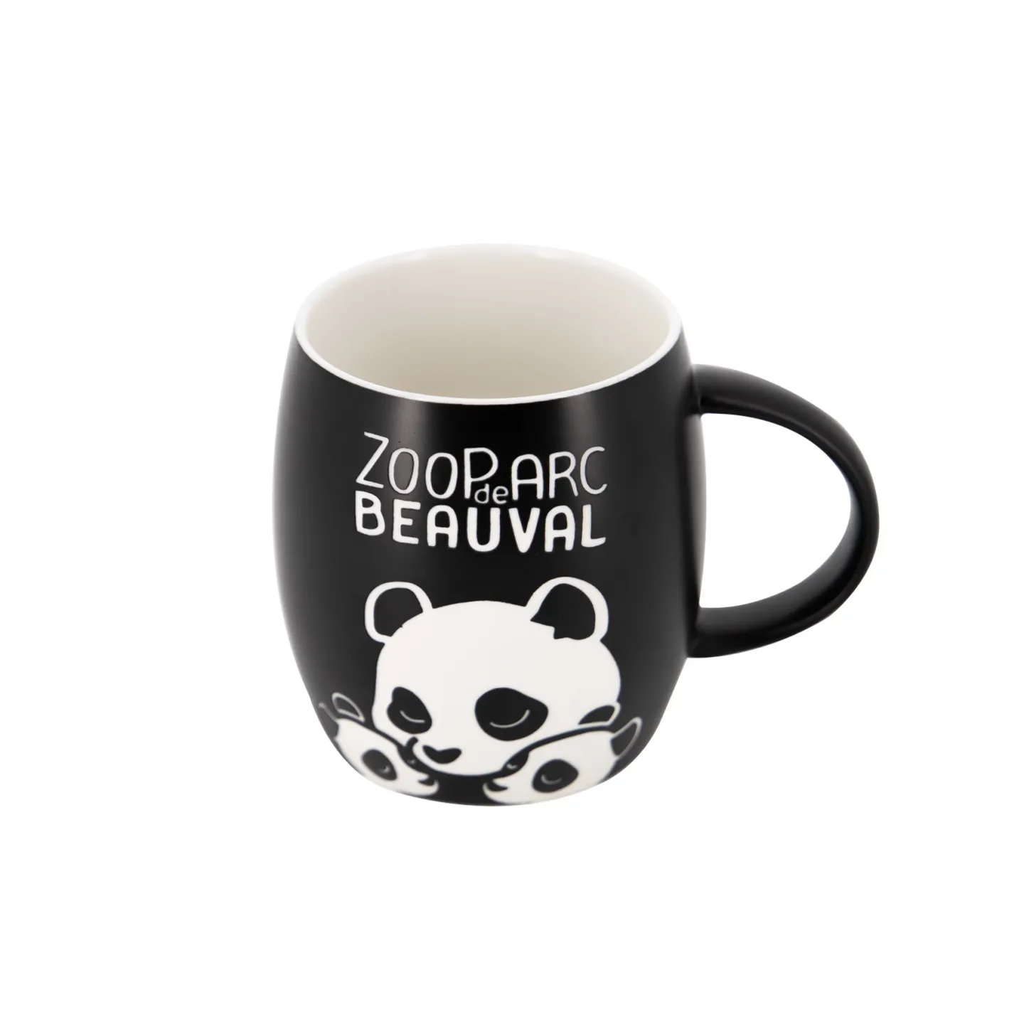 Mug noir mat gravé panda et ses bébés - La Boutique du ZooParc de Beauval